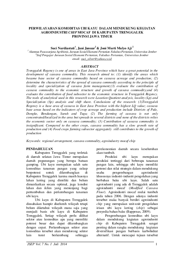 (PDF) Perwilayahan Komoditas Ubi Kayu Dalam Mendukung Kegiatan ...