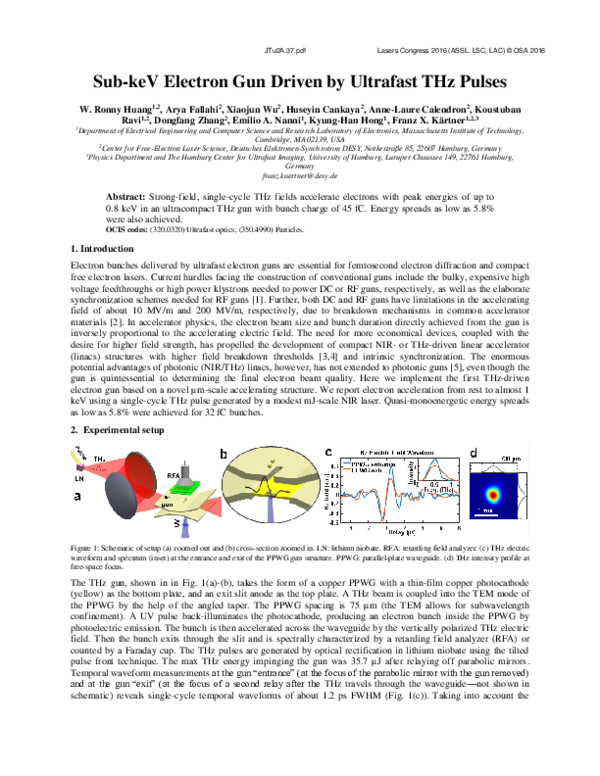 (PDF) Sub-keV Electron Gun Driven by Ultrafast THz Pulses