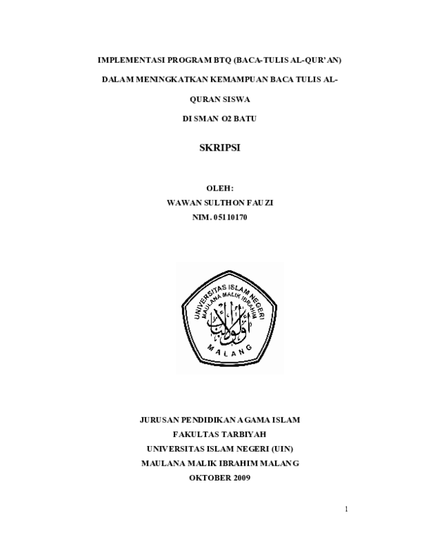 (PDF) IMPLEMENTASI PROGRAM BTQ (Baca Tulis Alquran)