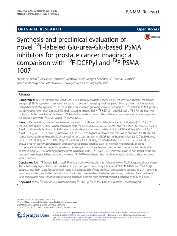 (PDF) Synthesis and preclinical evaluation of novel 18F-labeled Glu ...
