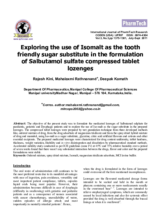 (PDF) Exploring the use of Isomalt as the tooth friendly sugar ...