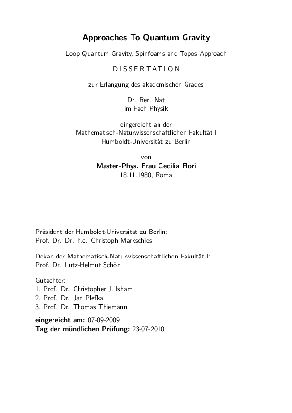 (PDF) Approaches to quantum gravity : Loop quantum gravity, spinfoams ...