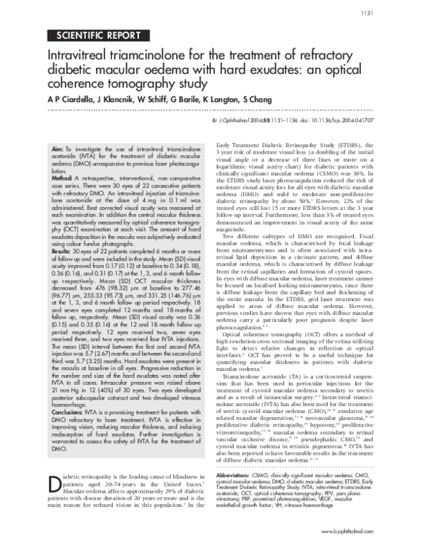 (PDF) Intravitreal triamcinolone for the treatment of refractory ...