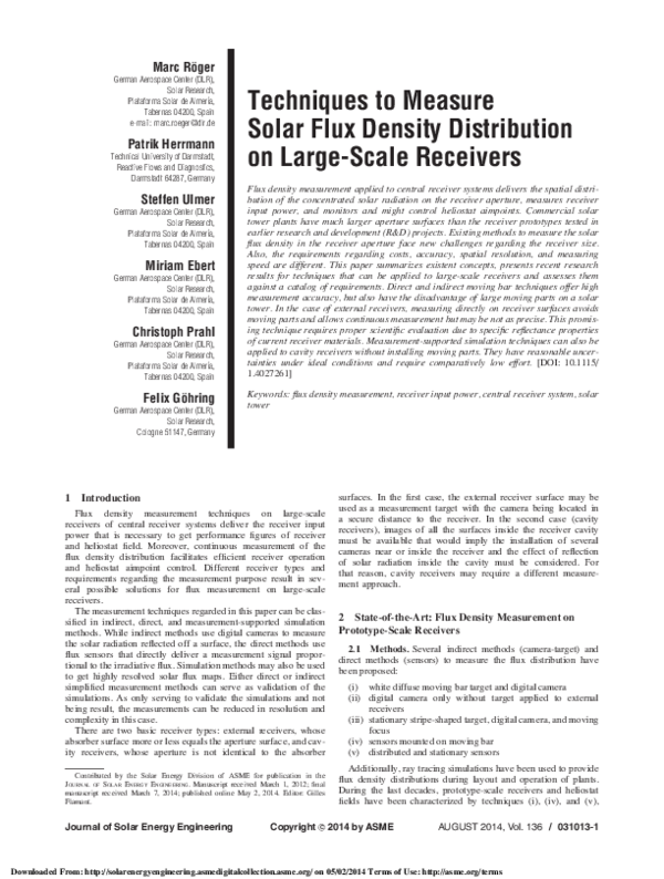 (PDF) Techniques to Measure Solar Flux Density Distribution on Large ...