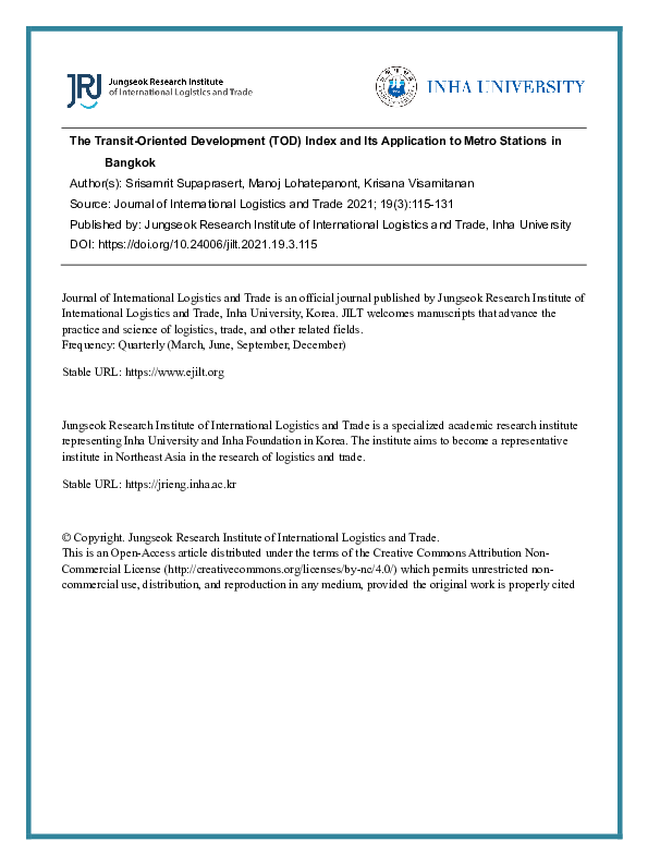 (PDF) The Transit-Oriented Development (TOD) Index and Its Application ...
