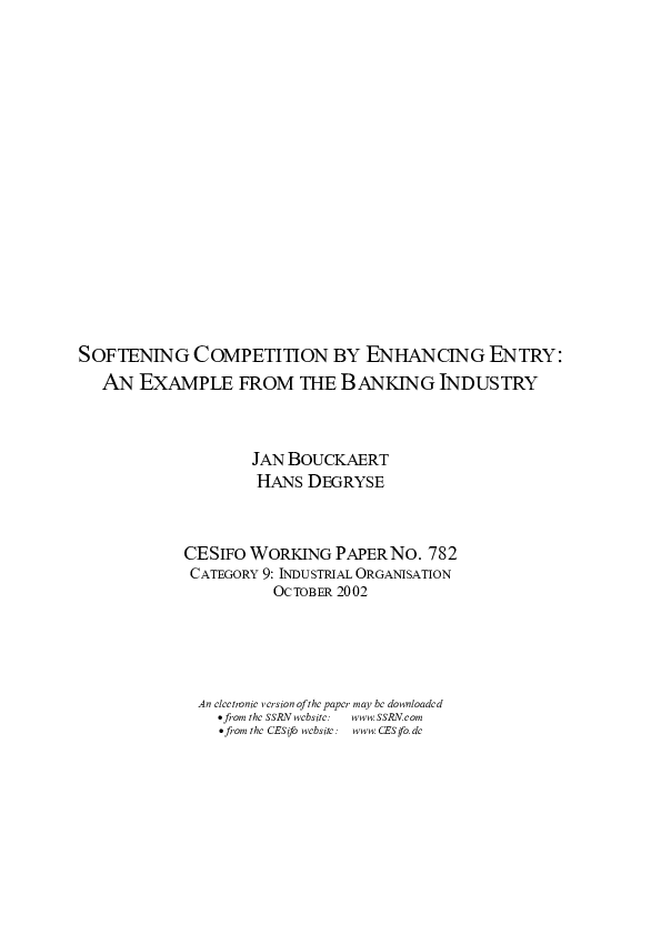 (PDF) Softening Competition by Enhancing Entry: An Example from the ...