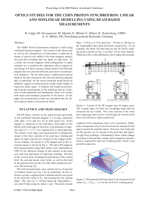 (PDF) Optics studies for the CERN proton synchrotron: linear and nonlinear modelling using beam ...