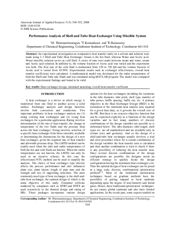 (PDF) Performance analysis of Shell and Tube Heat Exchanger using Flow ...