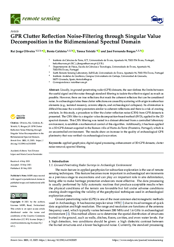 Pdf Gpr Clutter Reflection Noise Filtering Through Singular Value