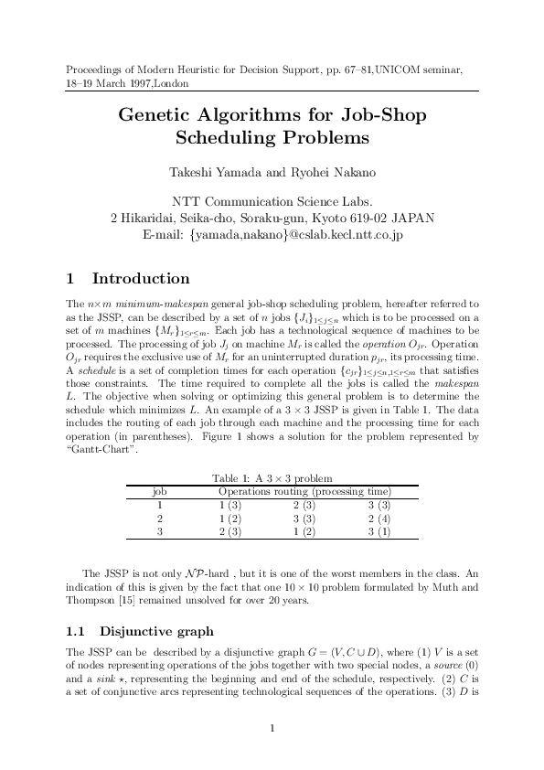 (PDF) Genetic Algorithms for Job-Shop Scheduling Problems