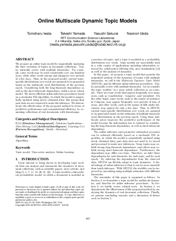 (PDF) Online multiscale dynamic topic models