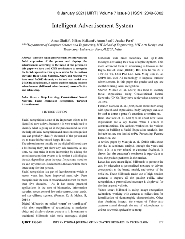 (PDF) Intelligent Advertisement System