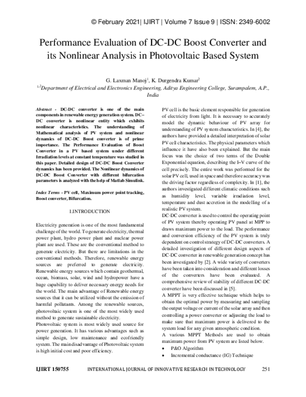 (PDF) Performance Evaluation of DC-DC Boost Converter and its Nonlinear ...