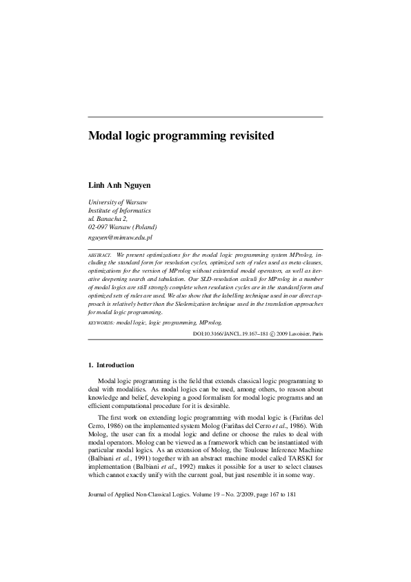 (PDF) Modal logic programming revisited