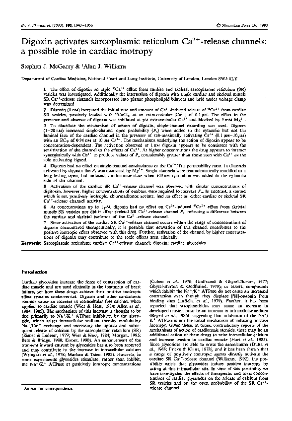 (PDF) Digoxin activates sarcoplasmic reticulum Ca2+-release channels: a ...
