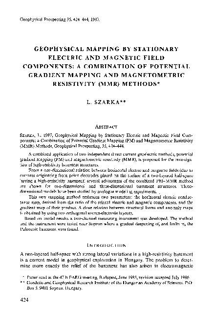 (PDF) Geophysical Mapping by Stationary Electric and Magnetic Field ...