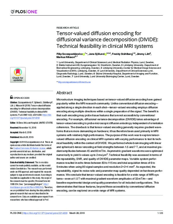 (PDF) Tensor-valued diffusion encoding for diffusional variance decomposition (DIVIDE ...