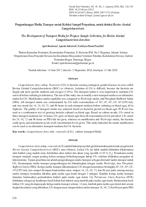 (PDF) Pengembangan Media Transpor untuk Koleksi Sampel Preputium, untuk ...