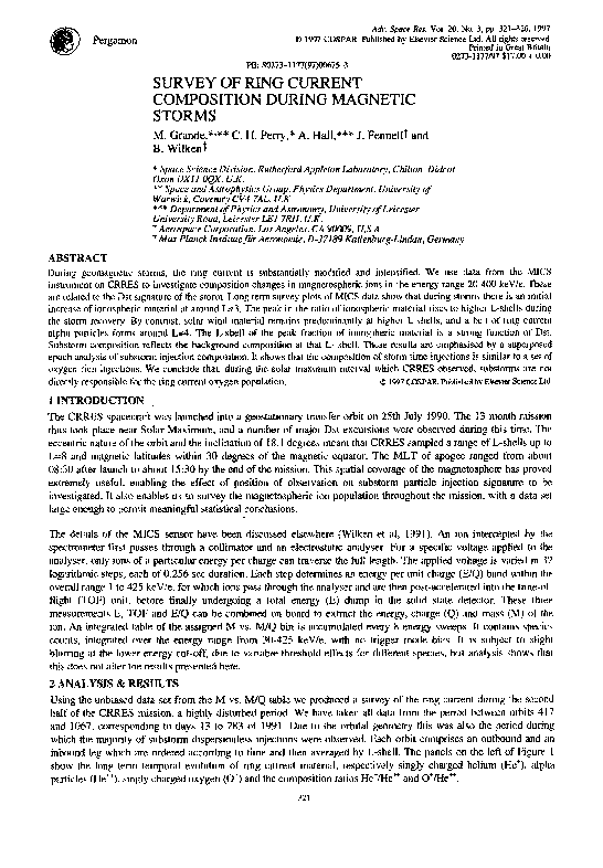 (PDF) Survey of ring current composition during magnetic storms