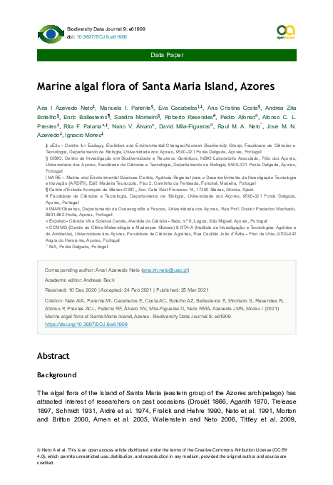 (PDF) Marine algal flora of Santa Maria Island, Azores