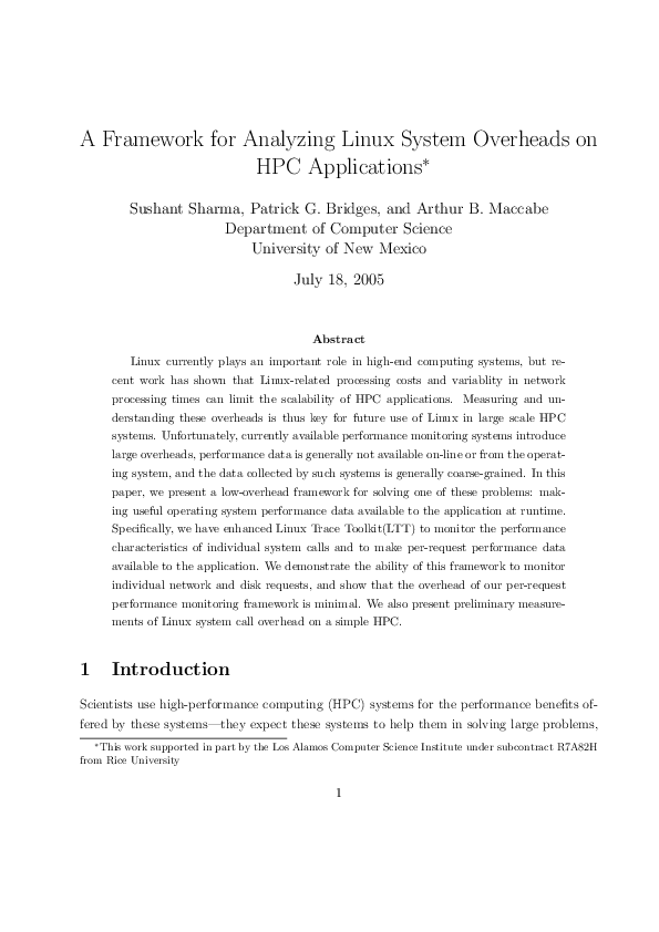 (PDF) A framework for analyzing linux system overheads on hpc applications