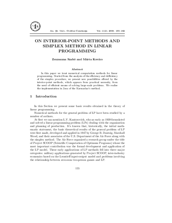(PDF) On Interior-Point Methods and Simplex Method in Linear Programming
