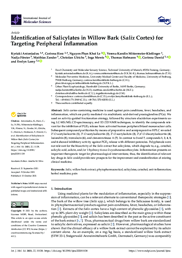 (PDF) Identification of Salicylates in Willow Bark (Salix Cortex) for ...