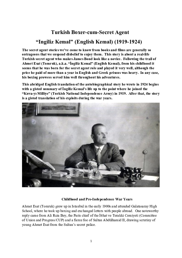 (DOC) Turkish Boxer-cum-Secret Agent "İngiliz Kemal" (English Kemal)