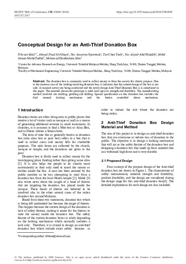 (PDF) Conceptual Design for an Anti-Thief Donation Box