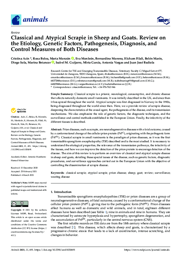 (PDF) Classical and Atypical Scrapie in Sheep and Goats. Review on the ...