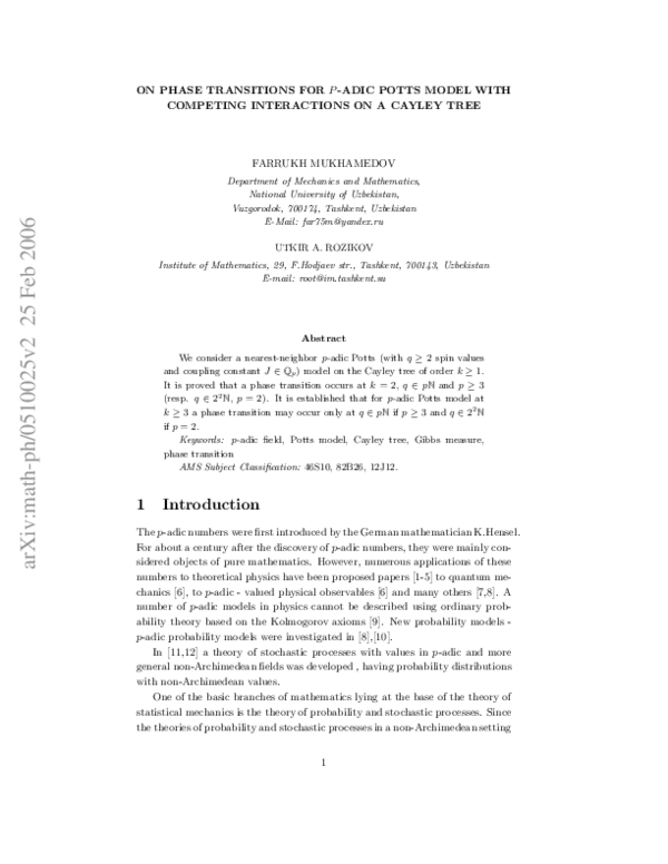Pdf On Gibbs Measures Of P Adic Potts Model On The Cayley Tree