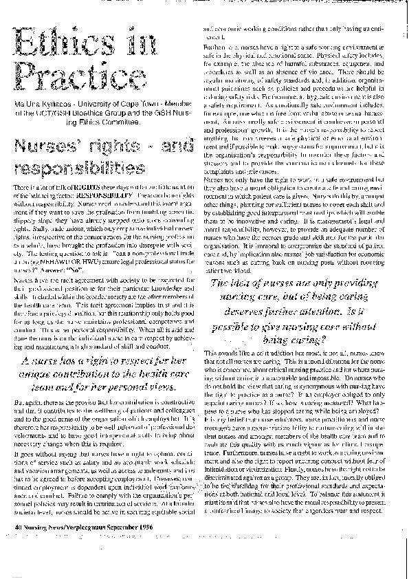 (PDF) Nurses' rights - and responsibilities