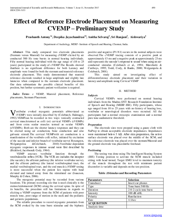 (PDF) Effect of Reference Electrode Placement on Measuring CVEMP ...