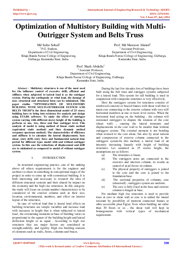(PDF) Optimization of Multistory Building with Multi-Outrigger System ...