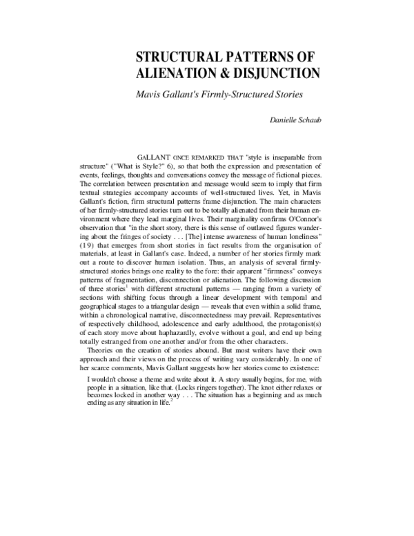 (PDF) Structural Patterns of Alienation and Disjunction