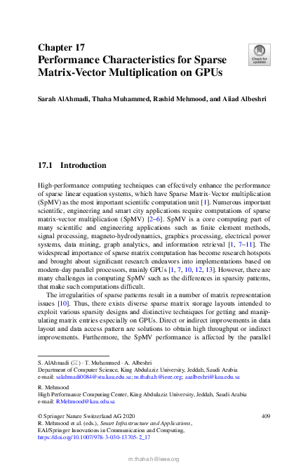 (PDF) Performance Characteristics for Sparse Matrix-Vector Multiplication on GPUs