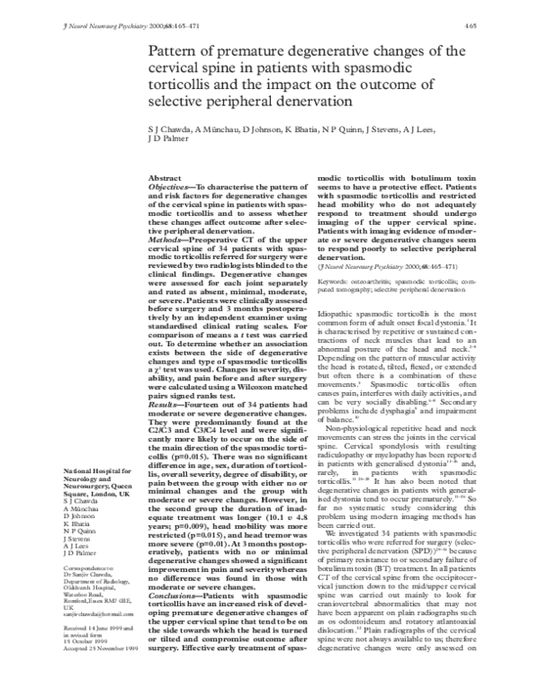 (PDF) Pattern of premature degenerative changes of the cervical spine ...