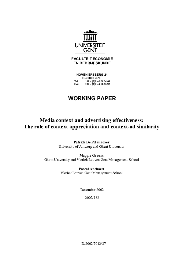 (PDF) Media Context and Advertising Effectiveness: The Role of Context ...