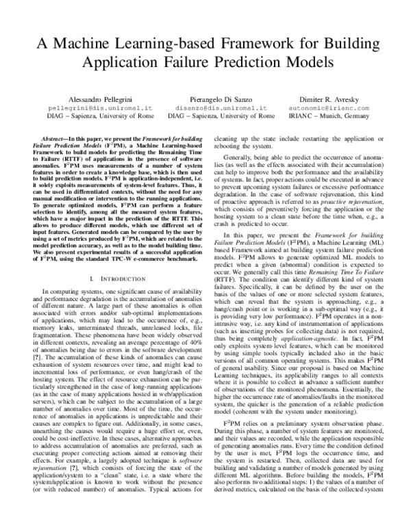 (PDF) A Machine Learning-Based Framework for Building Application Failure Prediction Models ...