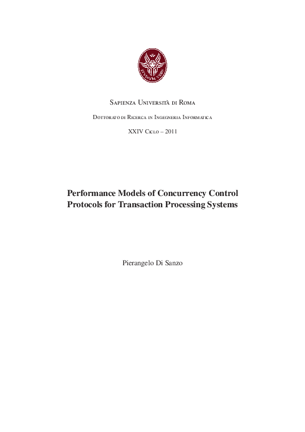 (PDF) Performance Models of Concurrency Control Protocols for Transaction Processing Systems
