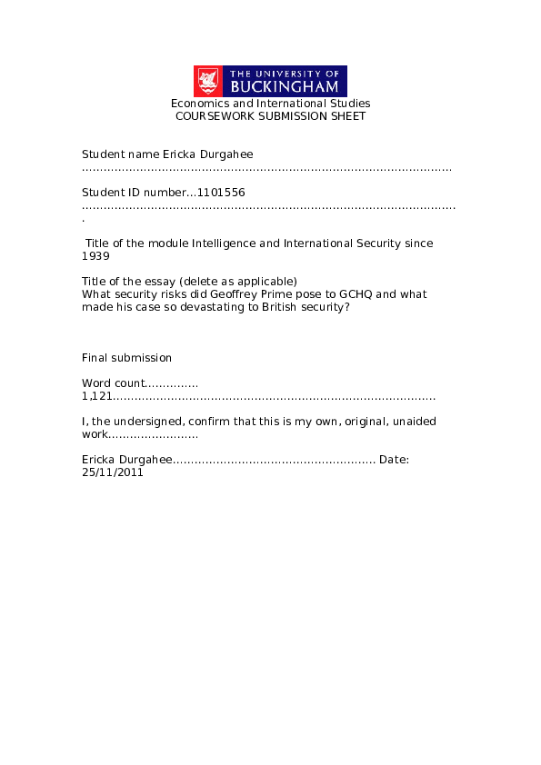 (DOC) What security risks did Geoffrey Prime pose to GCHQ and what made ...