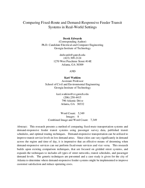 (PDF) Comparing Fixed-Route and Demand-Responsive Feeder Transit ...