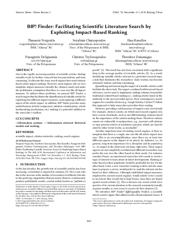 (PDF) BIP! Finder | Serafeim Chatzopoulos - Academia.edu