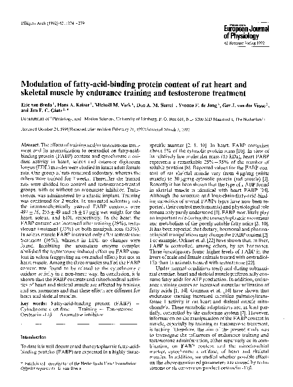 (PDF) Effects of Training and Testosterone on Muscle Fatty Acid-Binding ...
