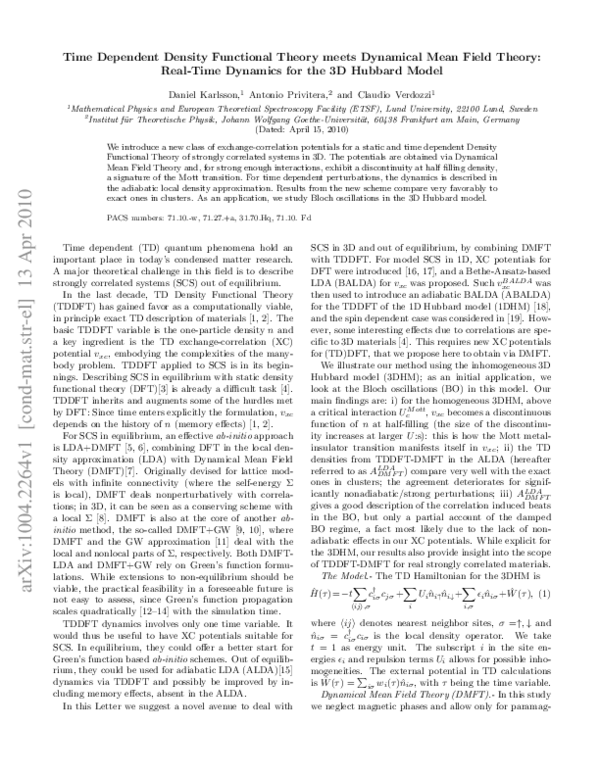 (PDF) Time-Dependent Density-Functional Theory Meets Dynamical Mean-Field Theory: Real-Time ...