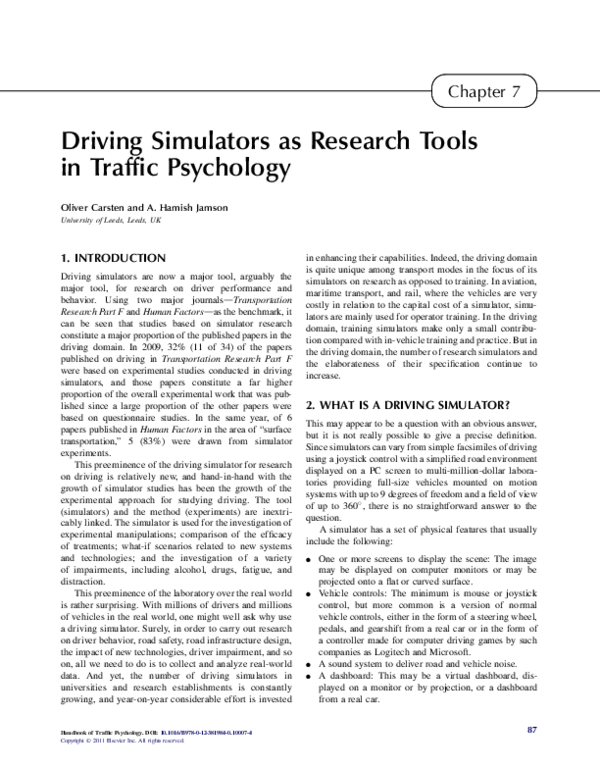 (PDF) Driving Simulators as Research Tools in Traffic Psychology ...