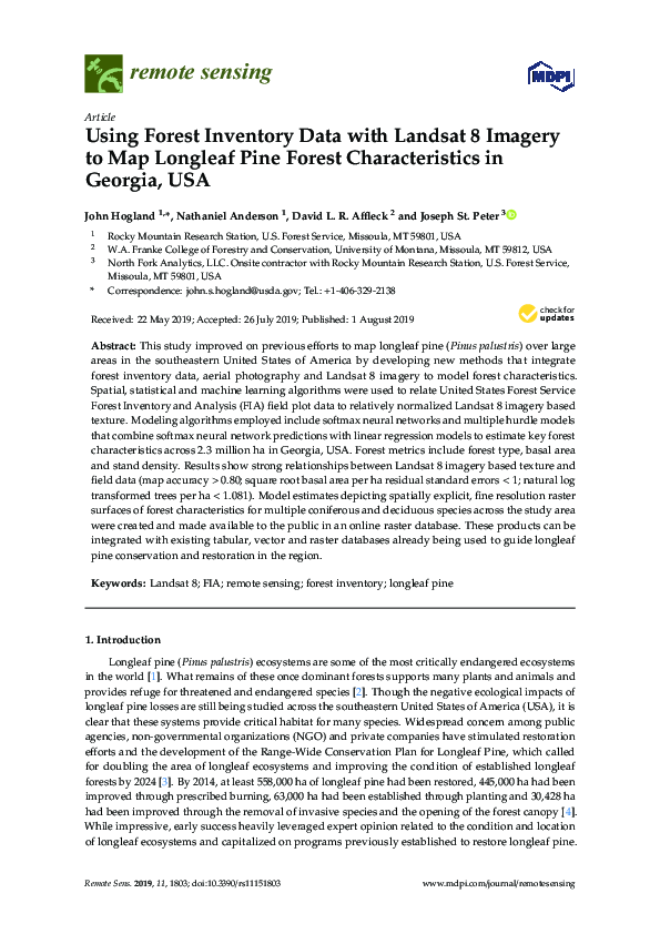 (PDF) Using Forest Inventory Data with Landsat 8 Imagery to Map ...