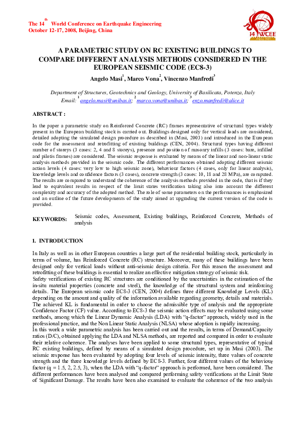 (PDF) A parametric study on RC existing buildings to compare different ...