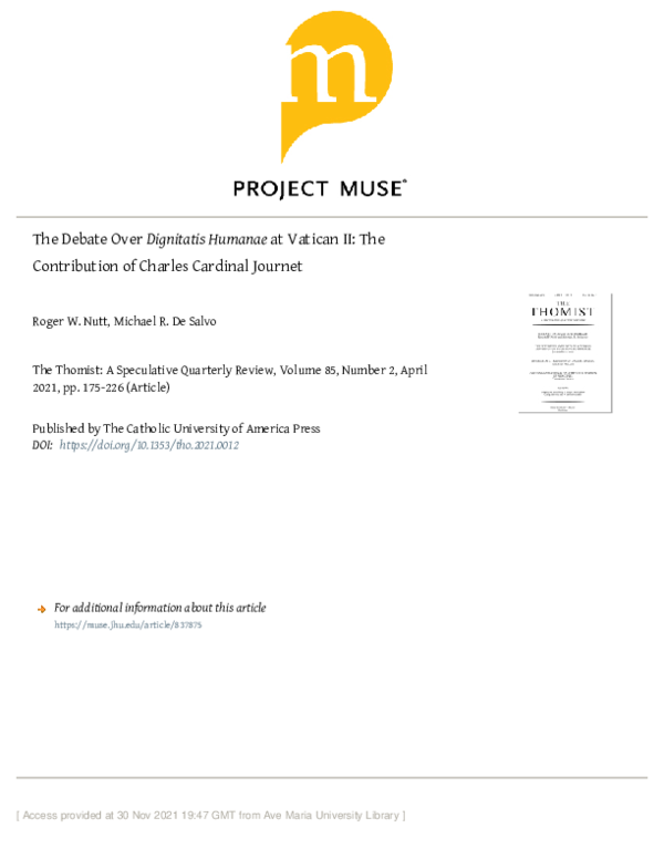 (PDF) The Debate Over Dignitatis Humanae at Vatican II: The ...