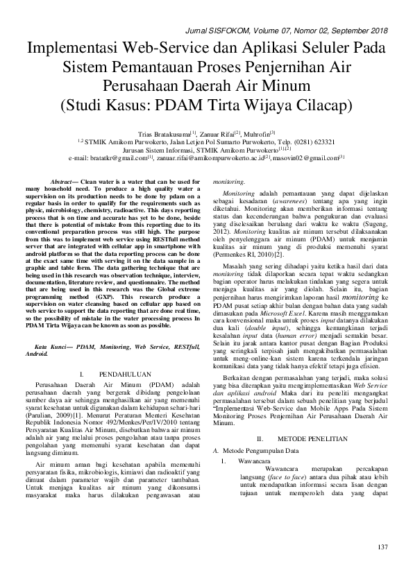 (PDF) Implementasi Web-Service dan Aplikasi Seluler Pada Sistem ...